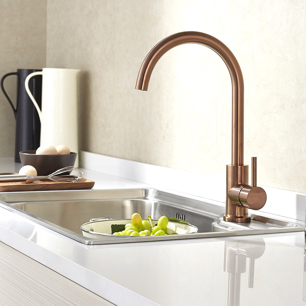 PVD Coating Copper Color Surface Kitchen Water Faucet For Sink ...